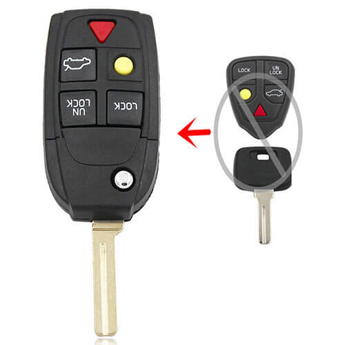 2000-2005 Volvo Flip Key Remote Shell 4/ 5 Button for S40 S60 S70 S80 ...